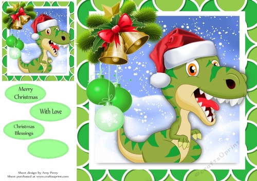 Christmas Dinosaur With Baubles 8x8 - CUP927220_983 | Craftsuprint