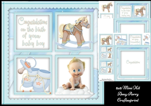 New baby boy squares 8x8 Mini Kit - CUP968265_983 | Craftsuprint