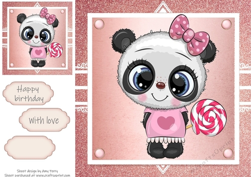 Gorgeous Panda With bow In Rose Gold Frame 8x8 - CUP992810_983 ...