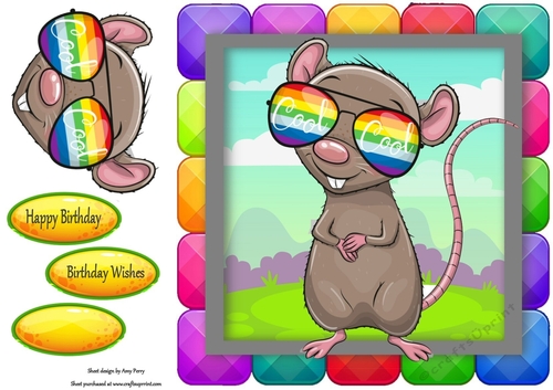 Cool Rat In Rainbow Block Frame 8x8 - CUP999290_983 | Craftsuprint