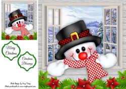 Snowman Peeping Through The Window 8x8 - Photo by Davina Rundle