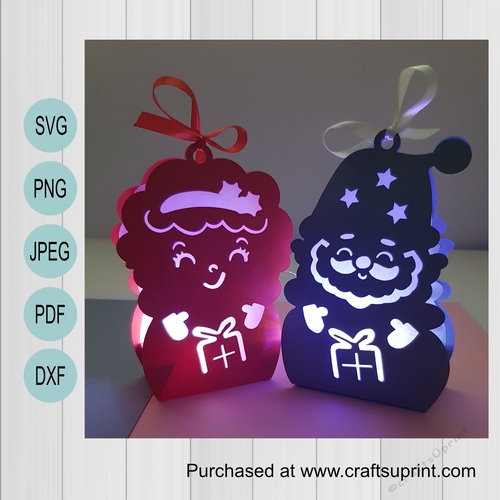Santa Claus and his Mrs Claus together Luminary Box Template ...