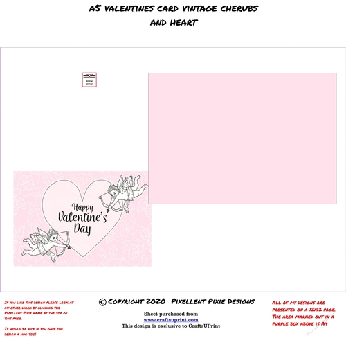 A5 Valentines Card Vintage Cherub & Hearts - CUP1020352_102941 ...
