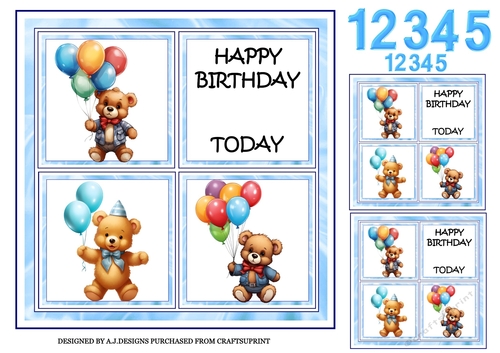 HAPPY BIRTHDAY CUTE BEARS - CUP1303654_123820 | Craftsuprint