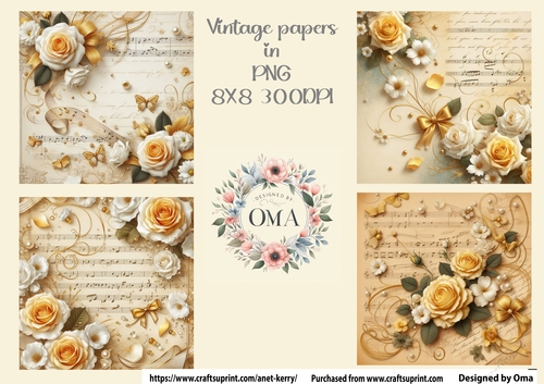 Vintage Music Sheets / Dark Yellow - CUP1341147_102057 | Craftsuprint