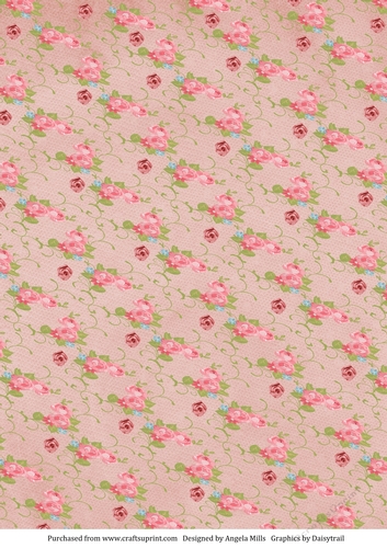 A4 Background Paper Rose Sprays and Rosebuds Peach/Pink - CUP1022355 ...
