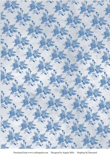 A4 Background Paper Blue with Blue Rose Pattern - CUP1022985_89143 ...
