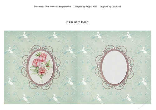 6 x 6 Card Insert Rose Bouquet, Green/Pink - CUP1023358_89143 ...