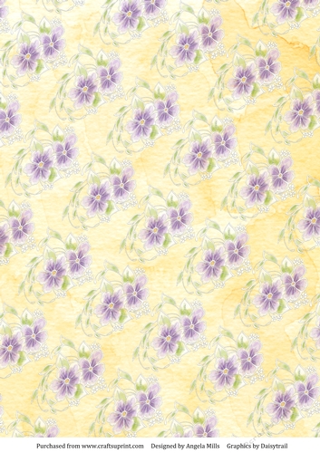 A4 Background Paper Parchment Floral, Yellow - CUP1023774_89143 ...