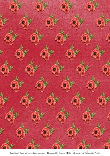 A4 Paper Red Poppies on Red Background - CUP1026120_89143 | Craftsuprint