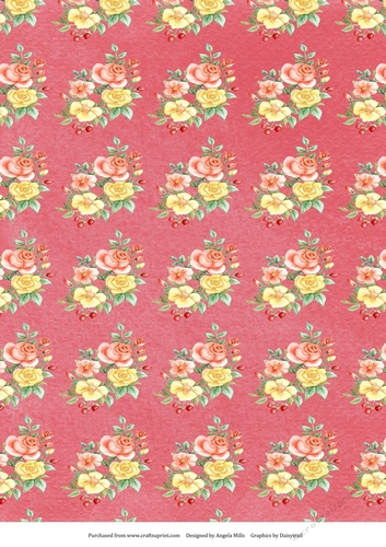 A4 Paper Rose Floral Design on Red Background - CUP1027311_89143 ...