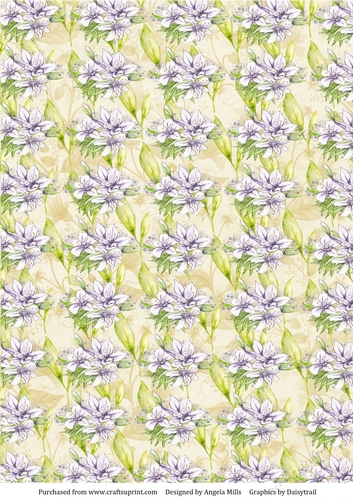A4 Paper Lilac and Green Lilies Design on Light Green Background ...