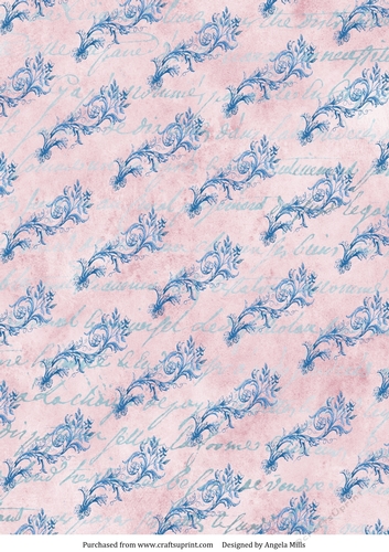 A4 Paper Blue Swirls and Script on Pink Background - CUP1033039_89143 ...