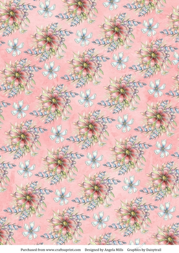 A4 Paper Floral on Pink Background - CUP1033754_89143 | Craftsuprint