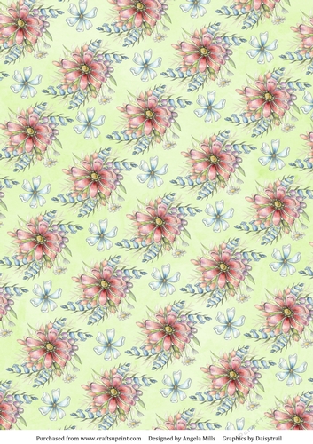 A4 Paper Floral on Light Green Background - CUP1033757_89143 | Craftsuprint