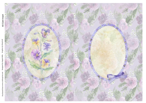 A5 Card Insert Pansies on Lilac Floral Background - CUP1035029_89143 ...
