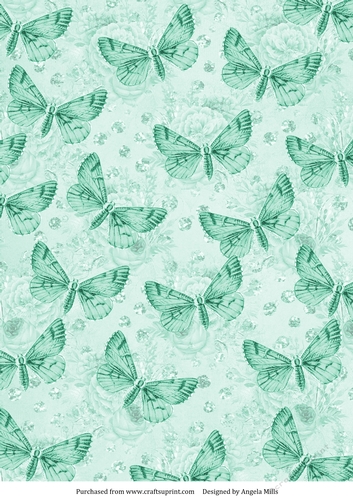 A4 Paper Aqua Butterflies on Floral Background - CUP1036483_89143 ...