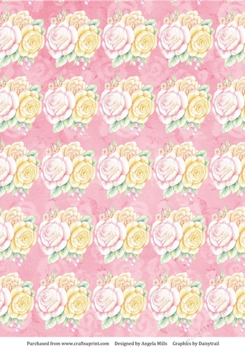 A4 Paper Pink/Yellow Roses on Pink Background - CUP1036871_89143 ...
