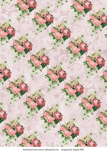 A4 Paper Pink Roses and Ivy on Pink Background - CUP1037144_89143 ...