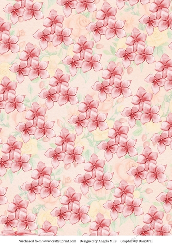 A4 Paper Pink Floral Pattern on Cream Background - CUP1037340_89143 ...