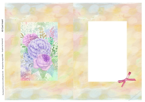 A5 Card Insert Spring Floral on Yellow/Multi Background, Blank ...