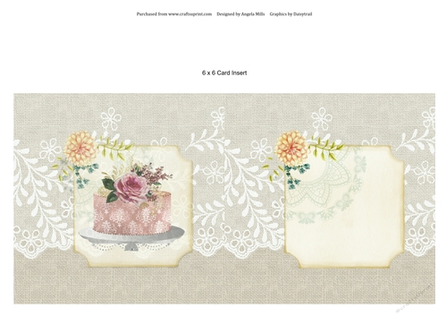 6 x 6 Card Insert Celebration Cake with Burlap/Lace Background, Blank ...