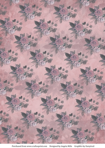 A4 Paper Pink/Grey Watercolour Roses on Dusky Rose Background ...