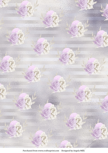 A4 Paper Lilac/White Roses on Silver Striped Background - CUP1044242 ...