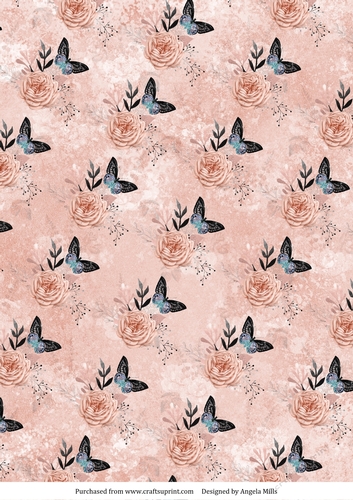 A4 Paper Butterflies/Roses on Pink Background - CUP1046687_89143 ...
