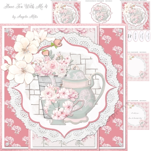 Have Tea With Me 4: Floral Teacup & Teapot 7x7 Card Mini Kit ...