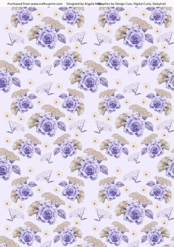 A4 Paper, Lilac/Fawn Roses on Pale Lilac Background - CUP1129995_89143 ...