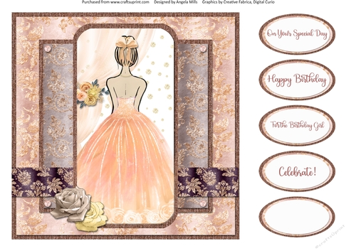 Party Glam 10: Peach Princess 8 x 8 Card Front with Sentiments ...