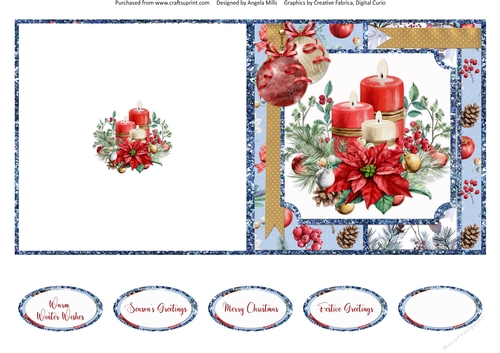 Christmas Cheer 6: Christmas Candles & Poinsettia Bouquet 5 x 5 Cut ...