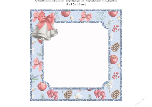 Christmas Cheer 16: Christmas Bells 8 x 8 Card Insert Panel with Blue ...