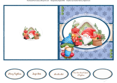 Festive Cuties 6: Postbox Gnome 5 x 5 Quick Cut & Fold Card with ...