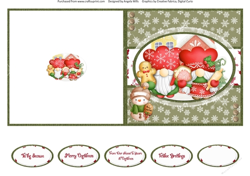 Festive Cuties 15: Cookie Gnomes 5 x 5 Quick Cut & Fold Card with ...