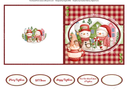 Festive Cuties 12: Snowmen 5 x 5 Quick Cut & Fold Card with Sentiments ...