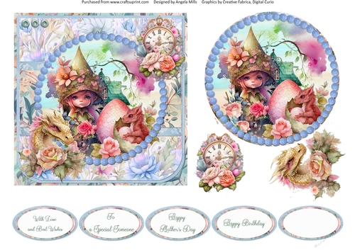 Garden Fairies & Dragons 14: 6 x 6 Card Front with Topper,Decoupage and ...