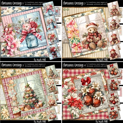Christmas Greetings 1 to 4 Bumper Kit: Four 7 x 7 Card Mini-Kits, 32 ...