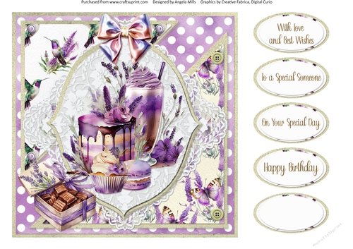 Lavender Summer 22: Lavender Celebration Cake 8 x 8 Quick Card Front ...