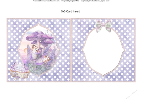 Lavender Summer 32: Butterfly 5 x 5 Card Insert with LavenderWhite Olka ...