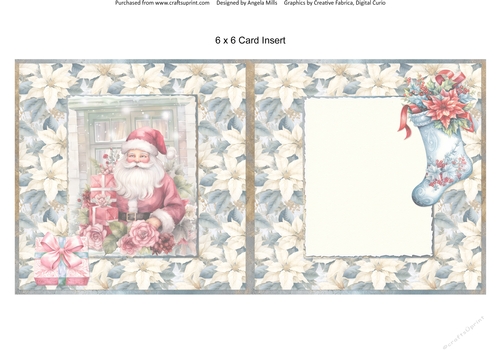 Christmas Greetings 50: Santa & Gift Boxes 6 x 6 Card Insert with ...
