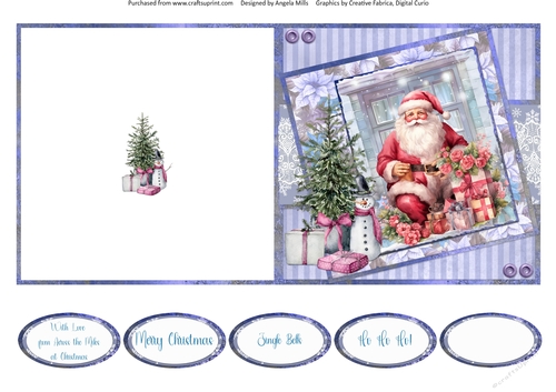 Christmas Greetings 51: Santa & Gifts 5 x 5 Quick Cut & Fold Card with ...