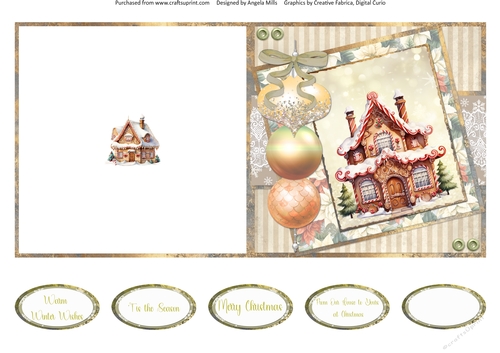 Christmas Greetings 48: Gingerbread House 5 x 5 Quick Cut & Fold Card ...