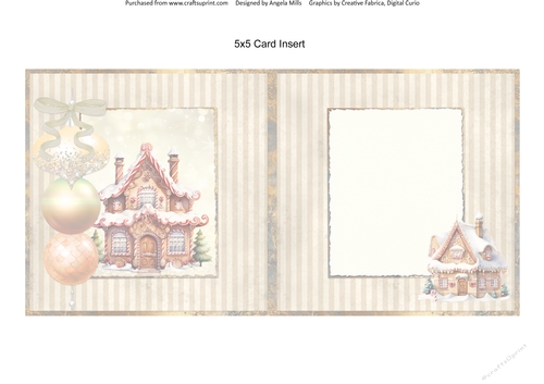 Christmas Greetings 48: Gingerbread House 5 x 5 Card Insert with Fawn ...