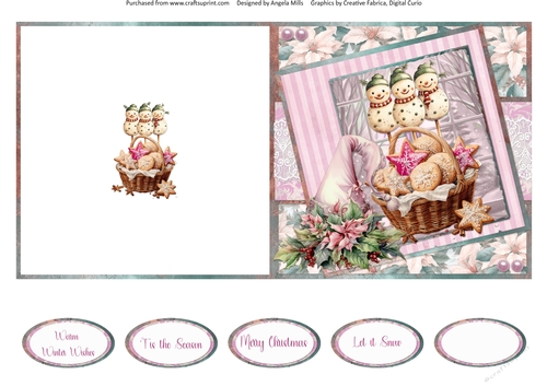 Christmas Greetings 24: Gingerbread Cookies Basket/Snowman Pops 5 x 5 ...