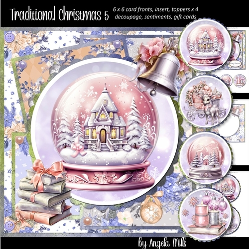 Traditional Christmas 5: Winter Scene Snowglobe 7 x 7 Card Mini Kit, 8 ...