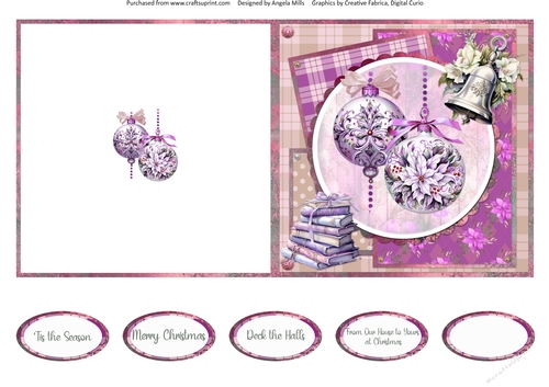 Traditional Christmas 60: Lilac Baubles 5 x 5 Quick Cut & Fold Card ...