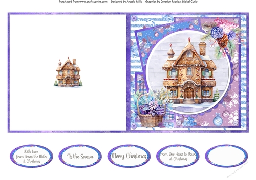 Traditional Christmas 27: Gingerbread House 5 x 5 Quick Cut & Fold Card ...