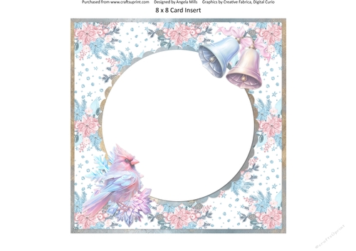 Traditional Christmas 34: Pastel Bells & Cardinal Bird 8 x 8 Card ...